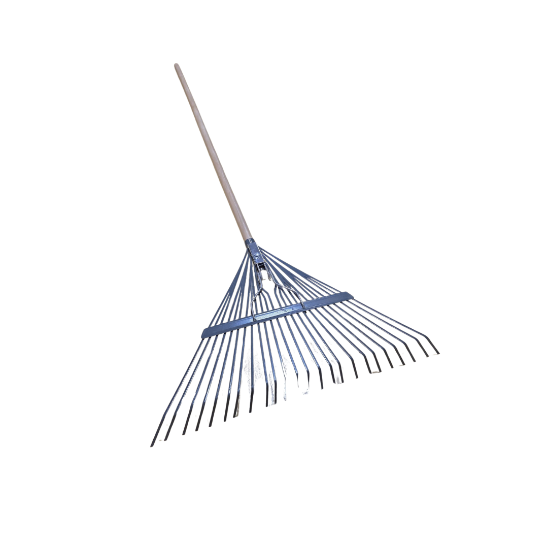 Garden Steel Rake 24 Teeth | Wooden Handle 160 cm | Heavy-Duty Yard Tool